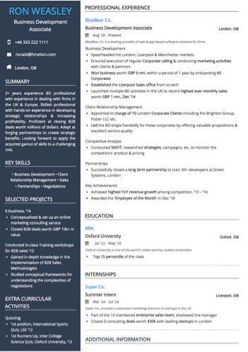 Business Development Associate Resume Sample by Hiration